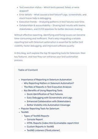Top Reporting Tools for Selenium Automation | PDF
