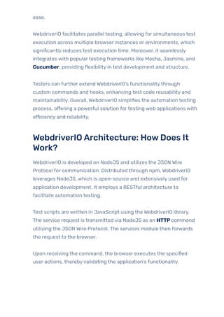 WebdriverIO & JavaScript: The Perfect Duo for Web Automation | PDF
