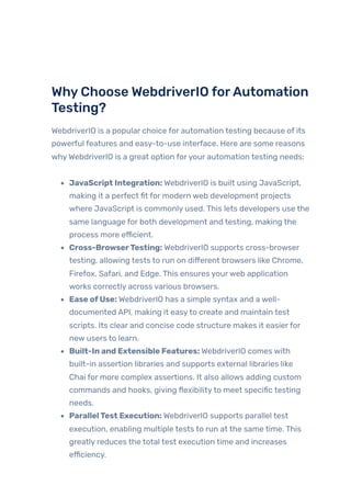 WebdriverIO & JavaScript: The Perfect Duo for Web Automation | PDF