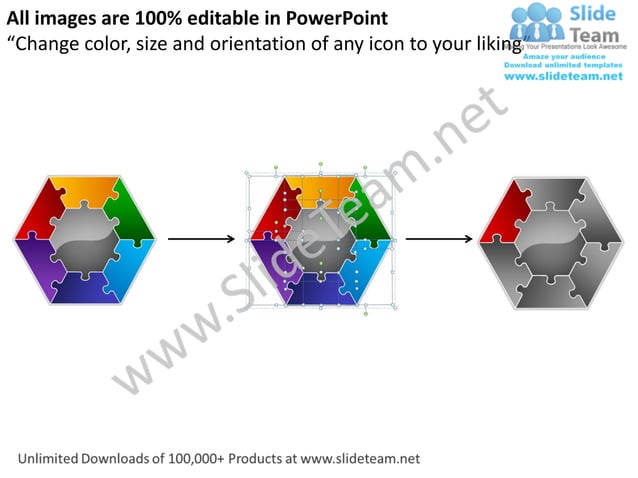 Jigsaw flowchart 6 stages powerpoint templates 0712 | PPT