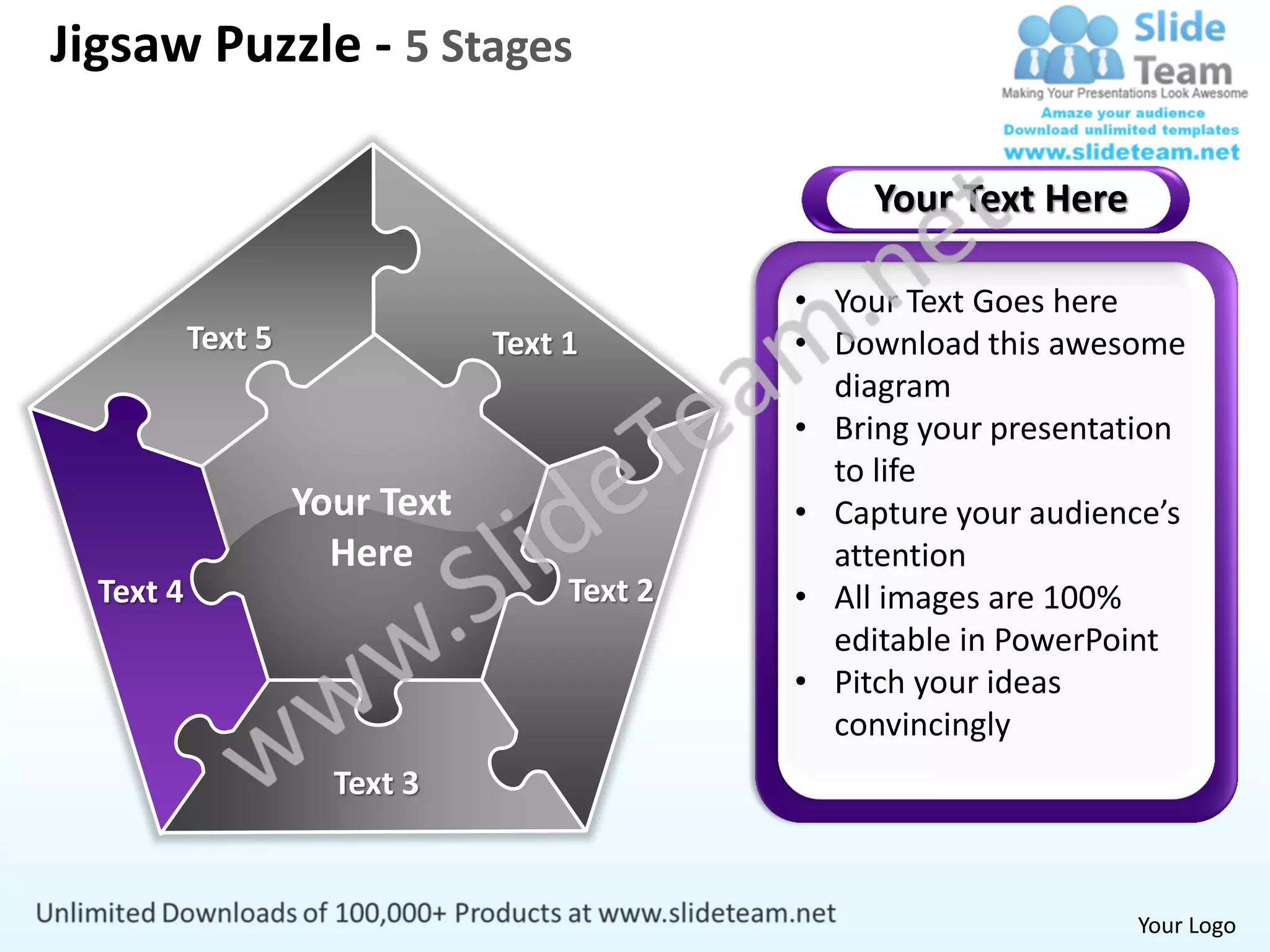 Jigsaw puzzle 5 stages powerpoint templates 0712 | PDF