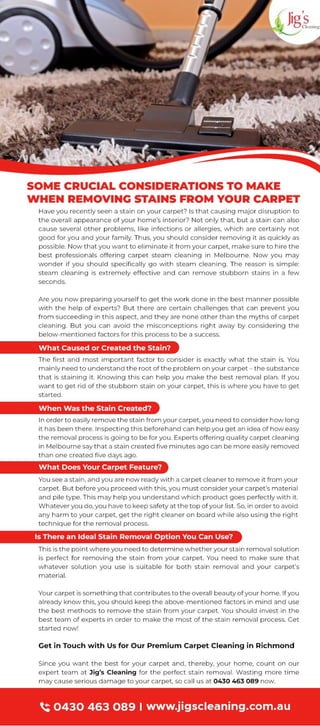 SOME CRUCIAL CONSIDERATIONS TO MAKE WHEN REMOVING STAINS FROM YOUR ...