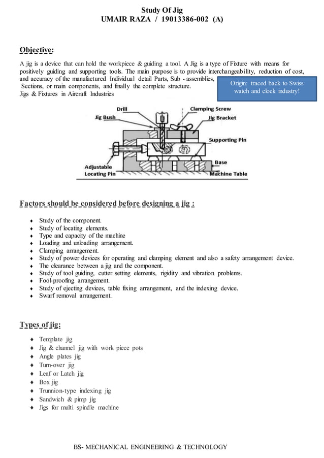 study of jig machine, its types & operation | DOCX | Woodworking | Arts ...