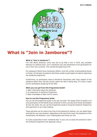 23. World Scout Jamboree in Japan: Join in Jamboree Programme Guide | PDF
