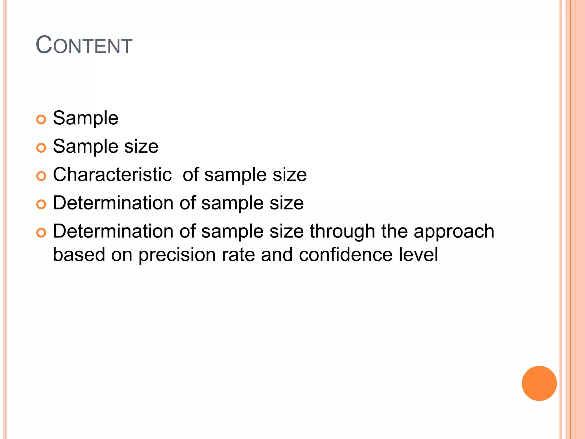 determination of sample size | PPTX | Physics | Science