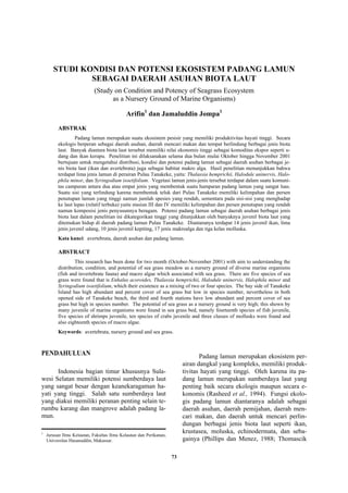 STUDI KONDISI DAN POTENSI EKOSISTEM PADANG LAMUN SEBAGAI DAERAH ASUHAN ...