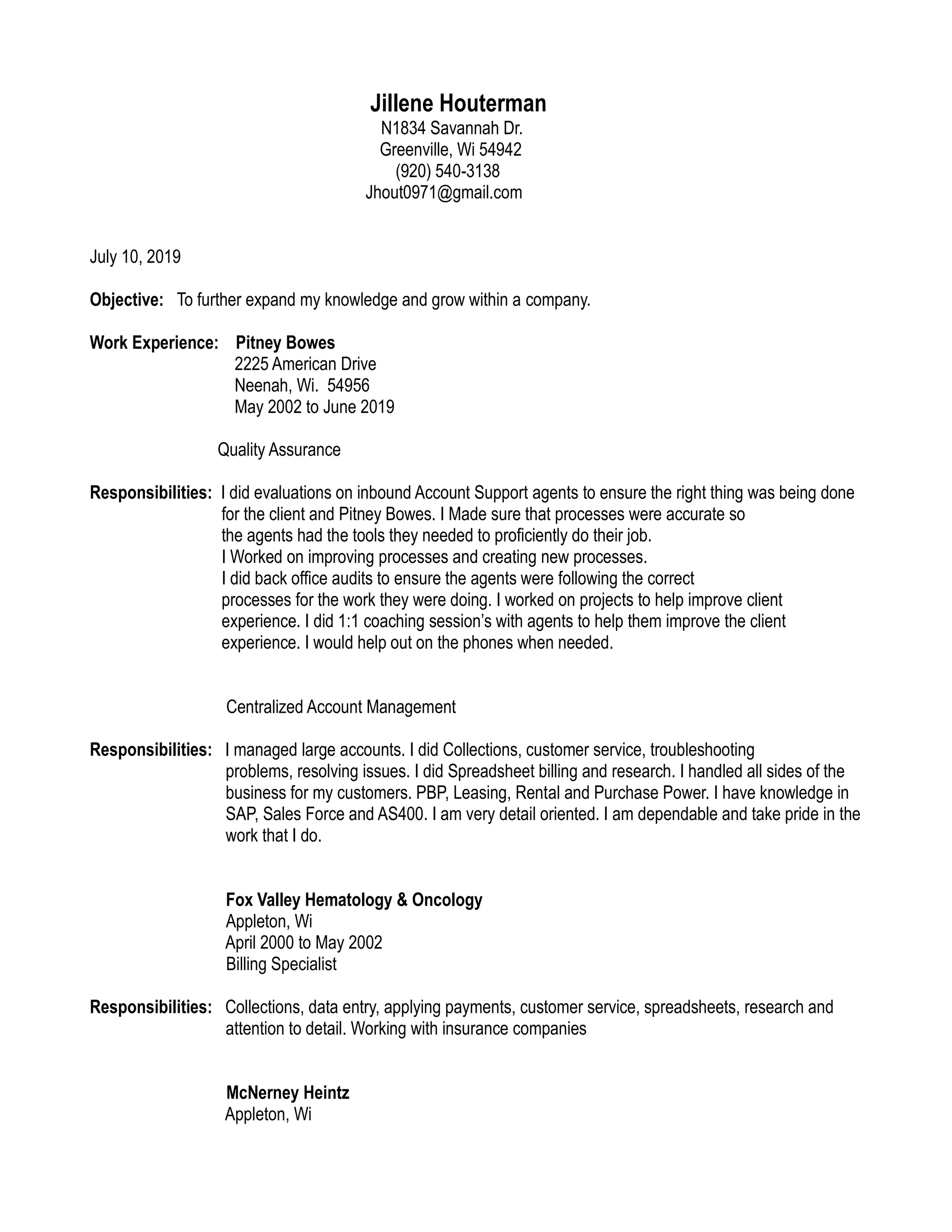 Jill resume (2) | PDF