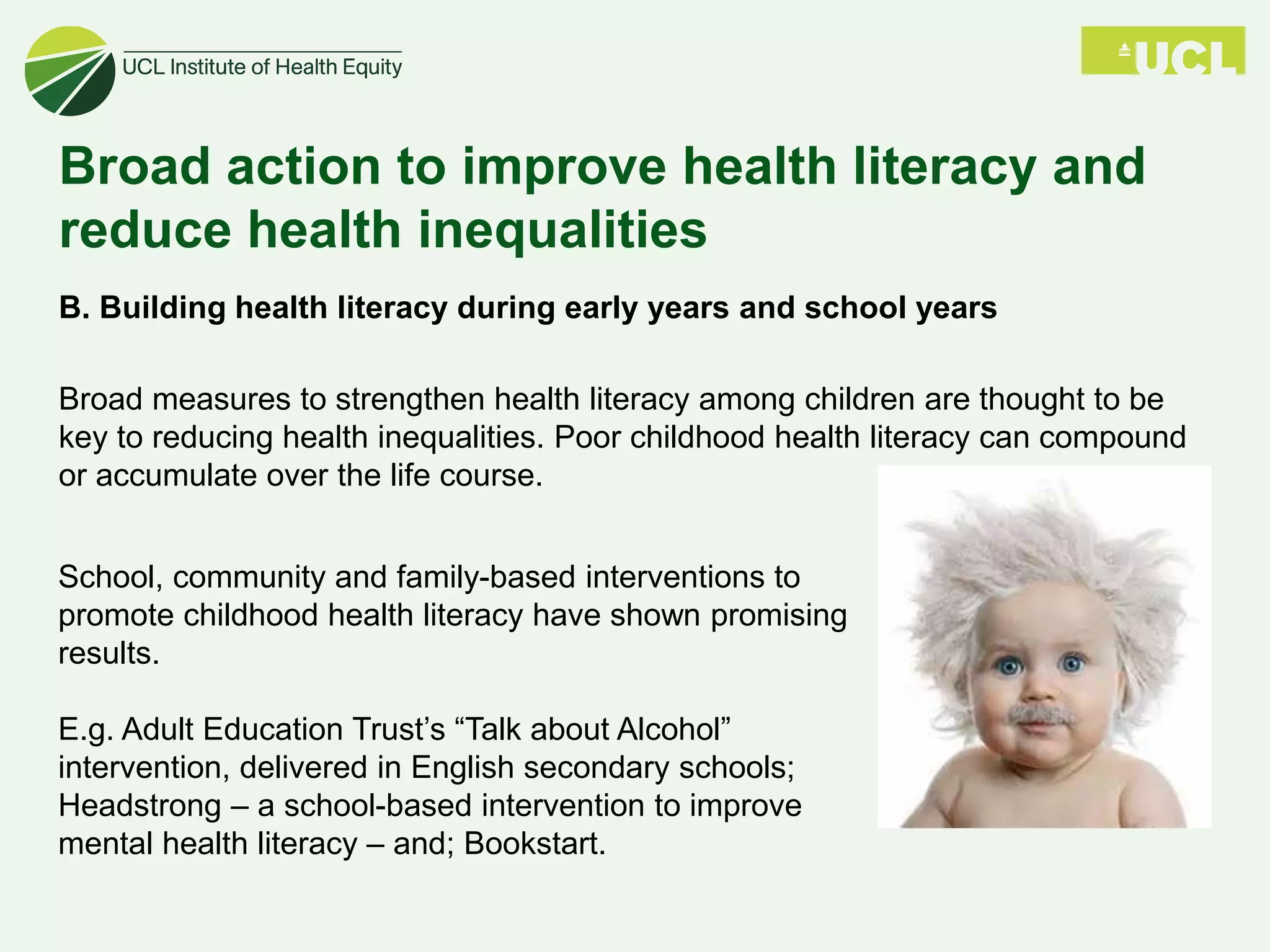 Improving Health Literacy to Reduce Health Inequalities | PPT