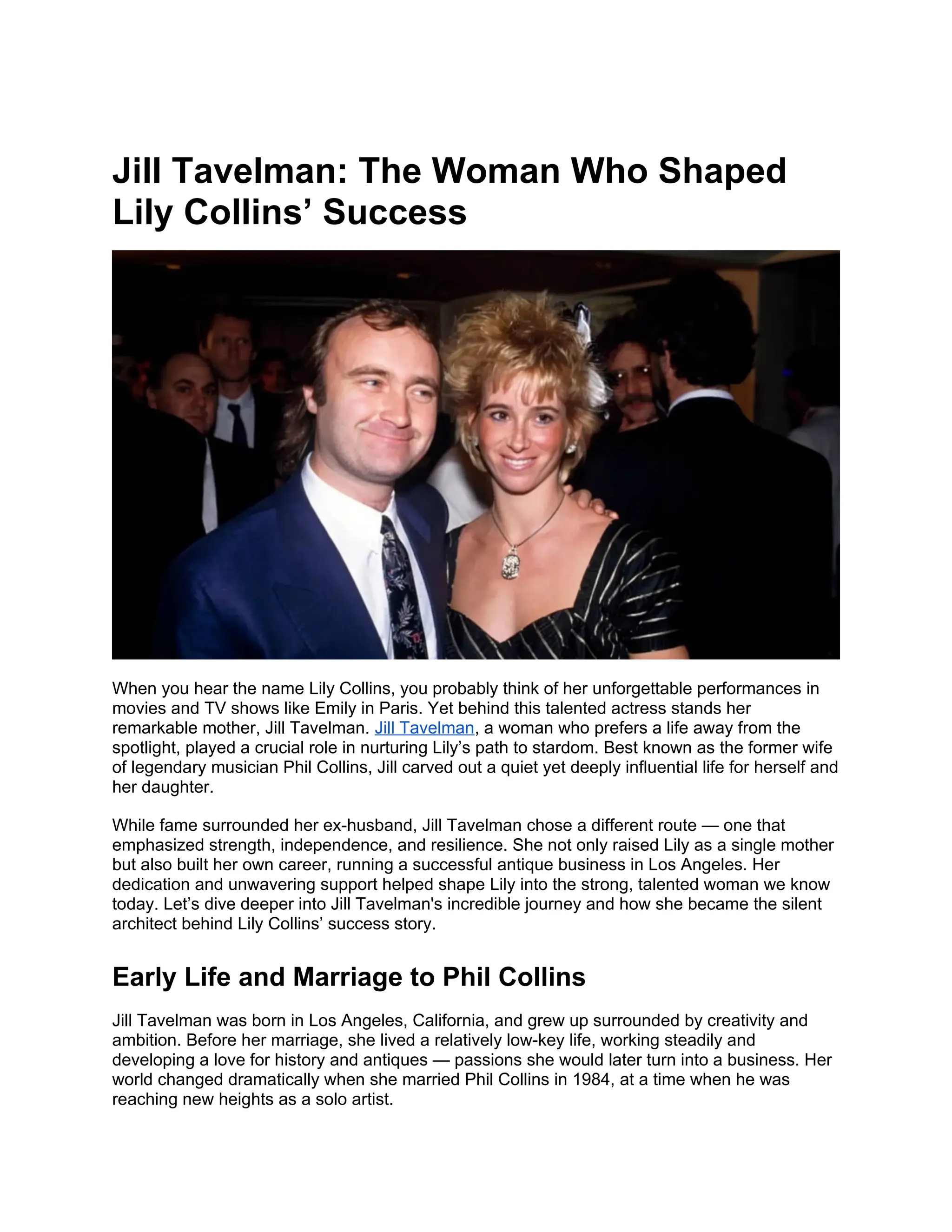 Jill Tavelman: The Woman Who Shaped Lily Collins’ Success | DOCX