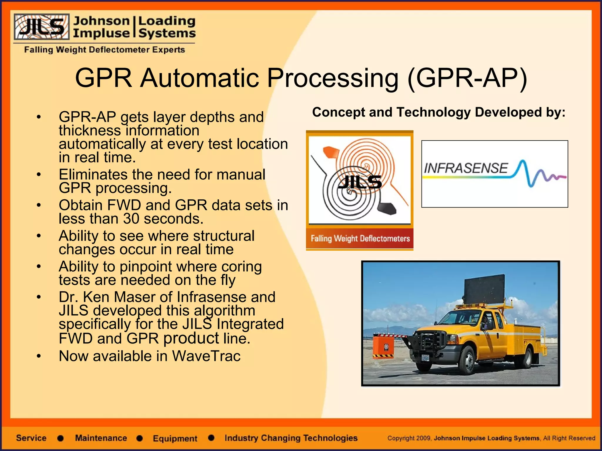 GPR-AP, JILSFWD, Falling Weight Deflectometer | PPT
