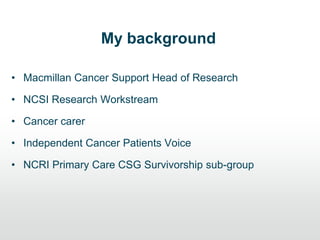 Developing a national strategy for research into cancer survivorship in ...