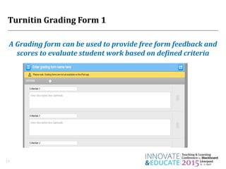 Using Rubrics: Comparing Blackboard and Turnitin at GCU | PPTX