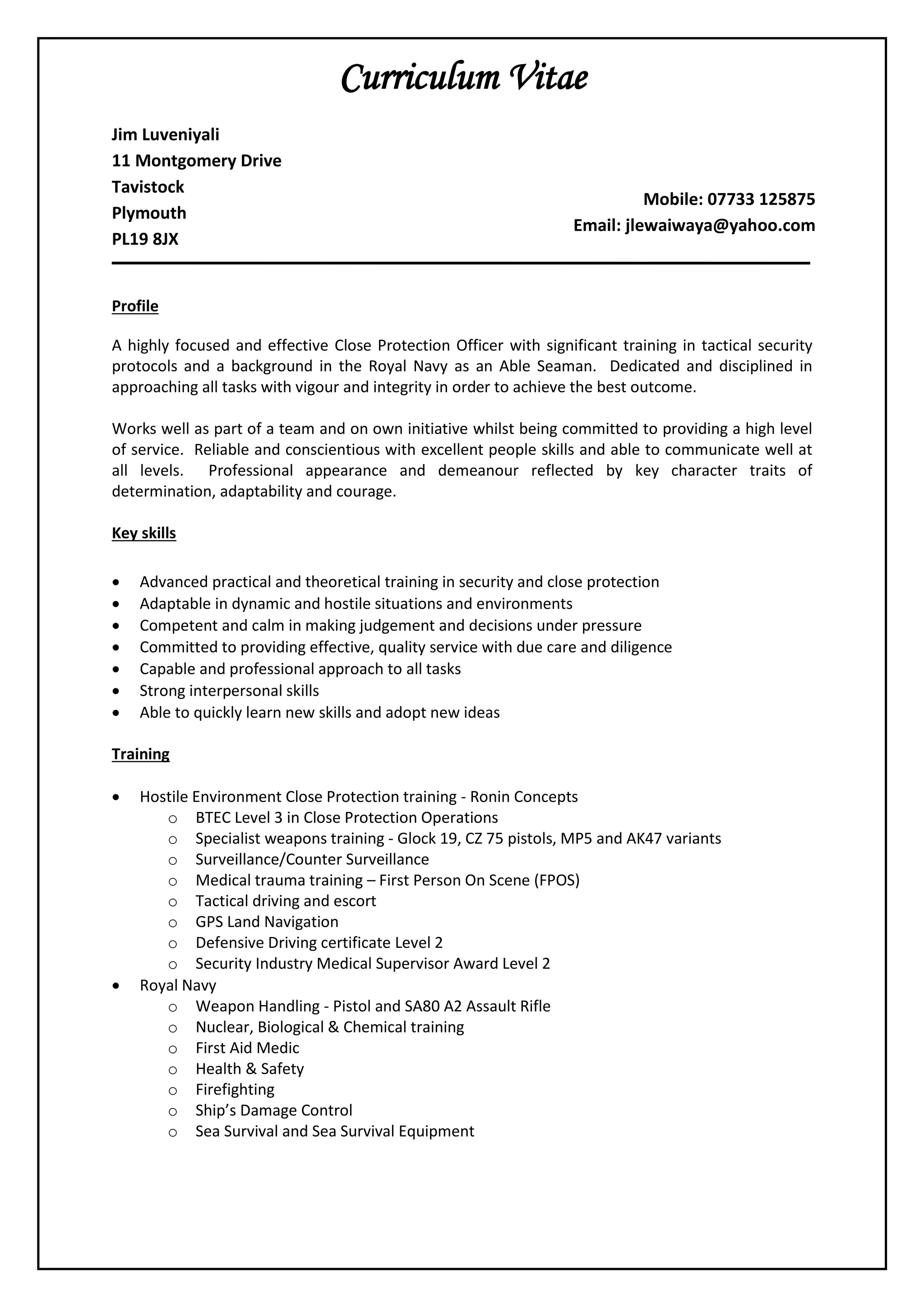 Jim luveniyali cp cv | PDF