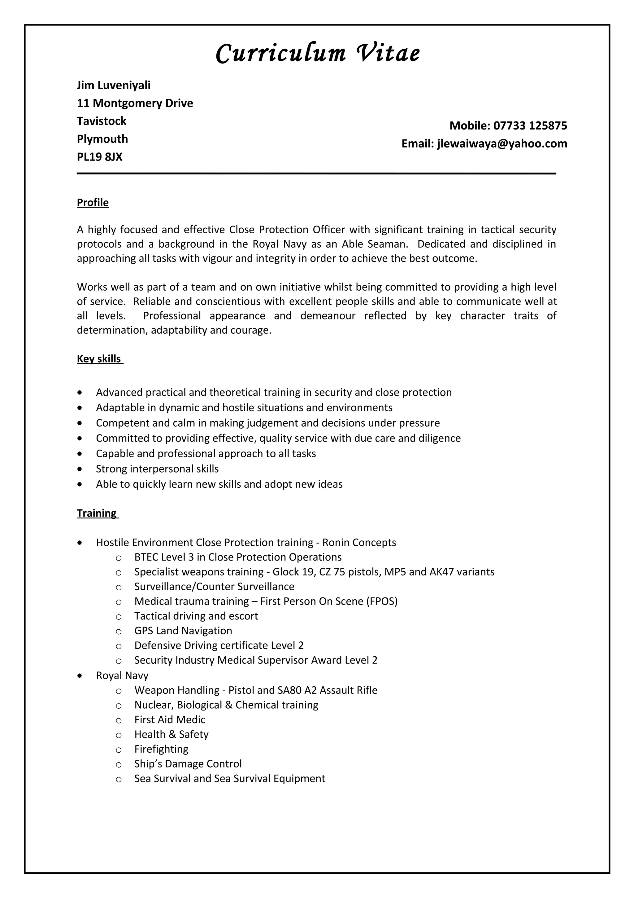 Jim Luveniyali CP CV | DOC