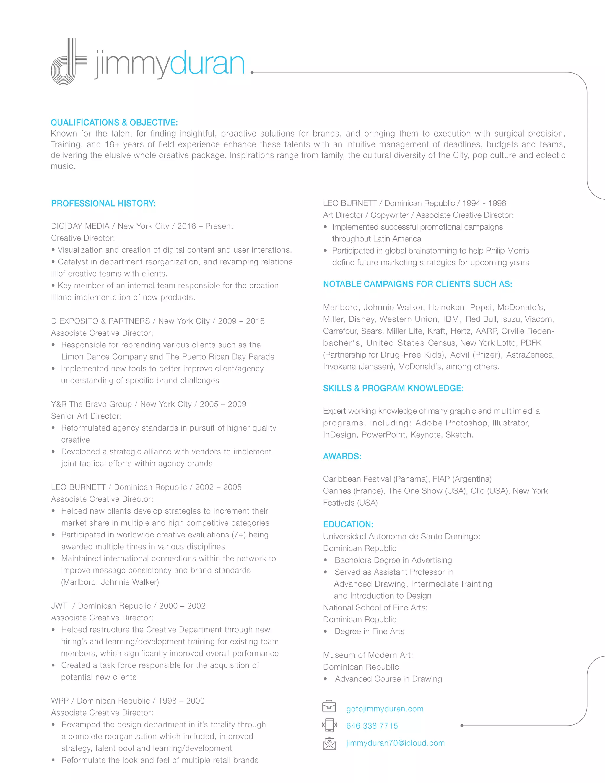 Jimmy duran resume 2018 | PDF