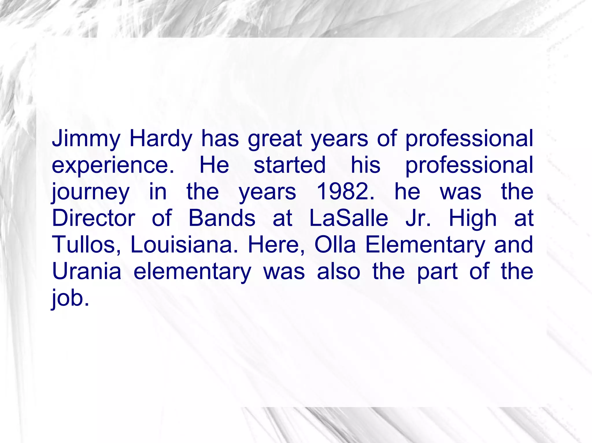 Jimmy Hardy - Music Director | PPT
