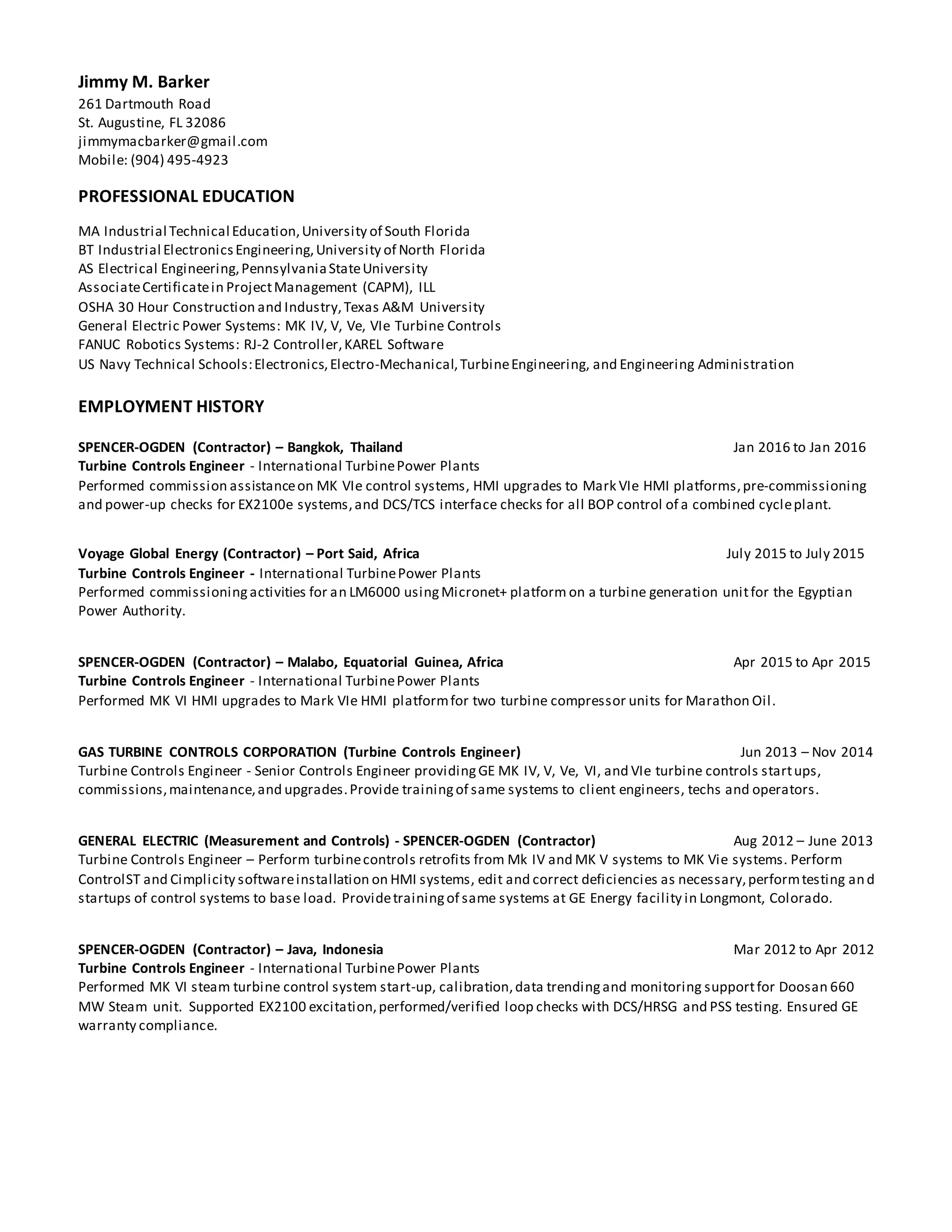 Jimmy Barker Resume | DOCX