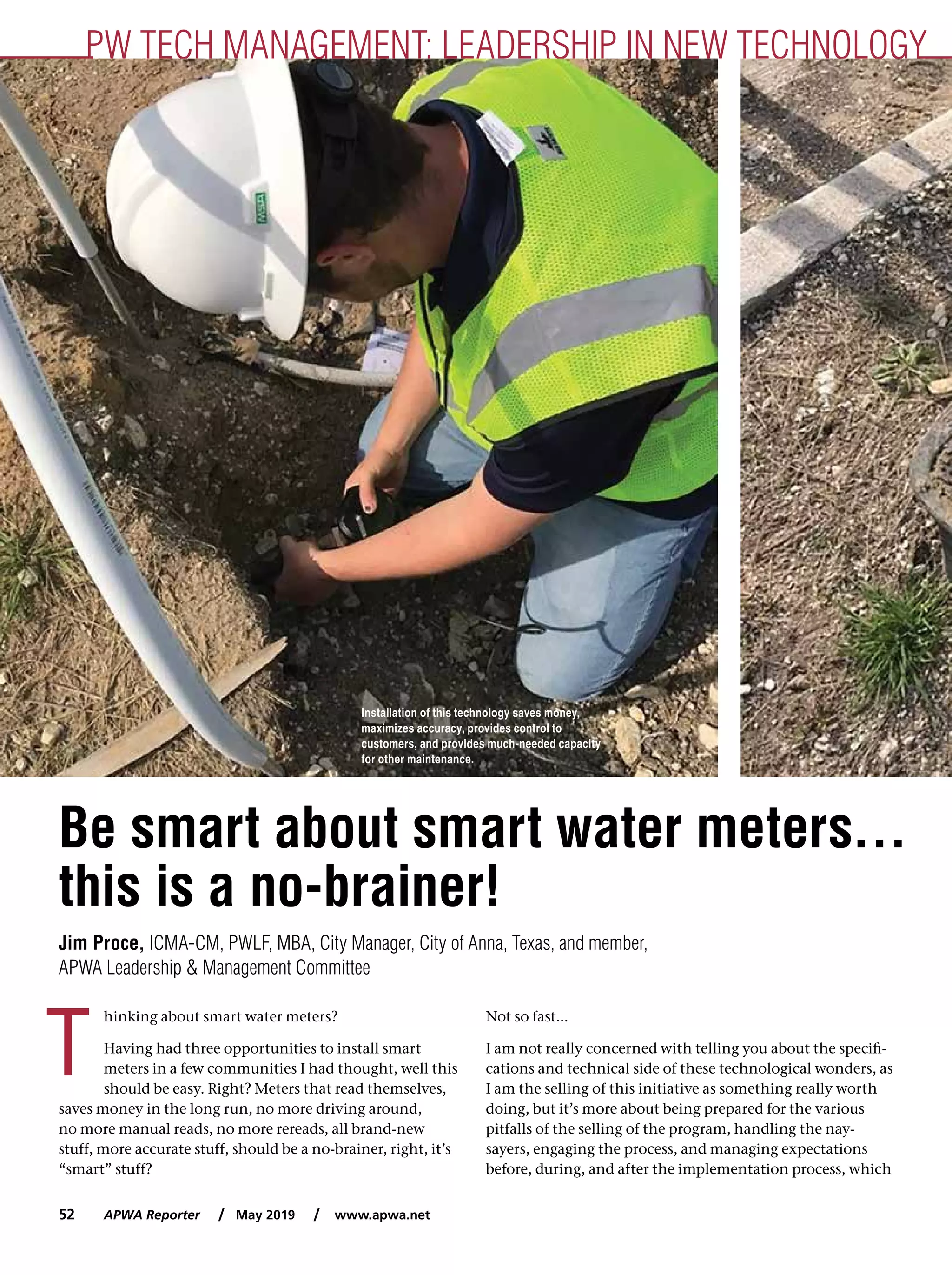 Jim Proce May 2019 APWA Reporter - Smart Meters | PDF