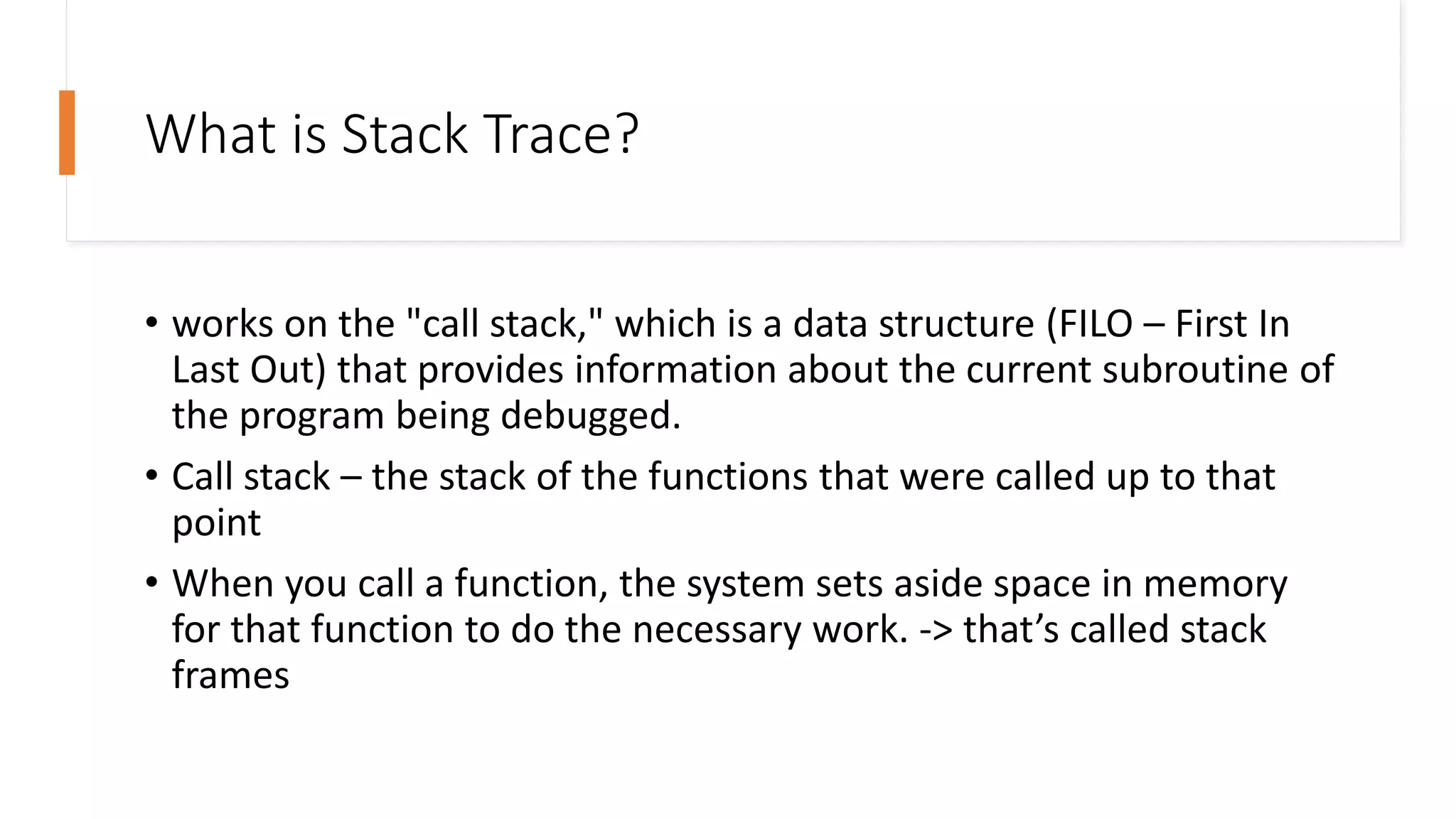 How To Read Stack Trace In C Ppt