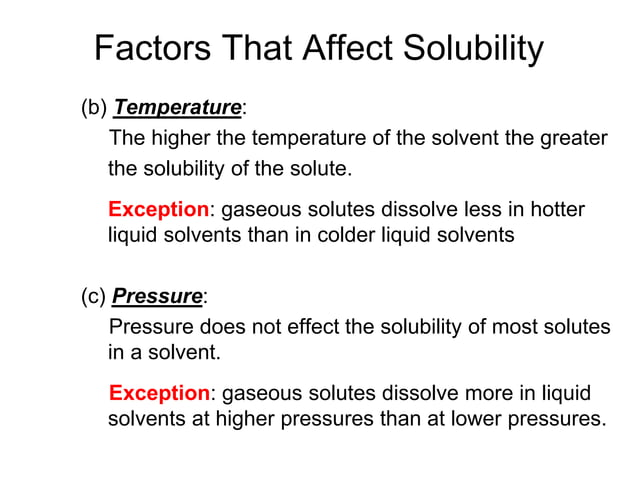 factors that affect solubility | PPTX | Chemistry | Science
