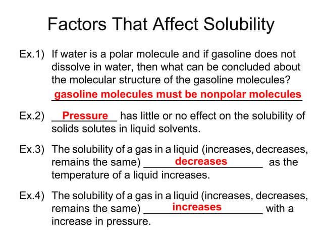 factors that affect solubility | PPTX | Chemistry | Science