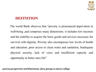 Economics:Poverty-perspectives And Dimensions | PPTX