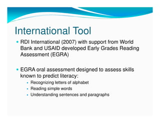Experiences in assessing early learning achievement in international ...