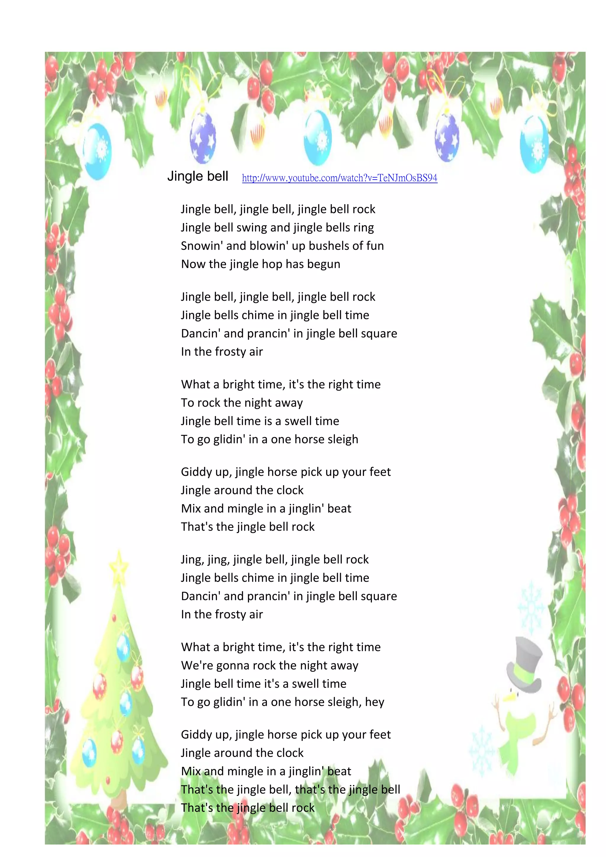 Jingle bell lyrics | PDF