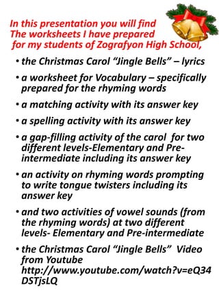 The Little Book of “Jingle Bells” with Activities on Rhyming Words by ...