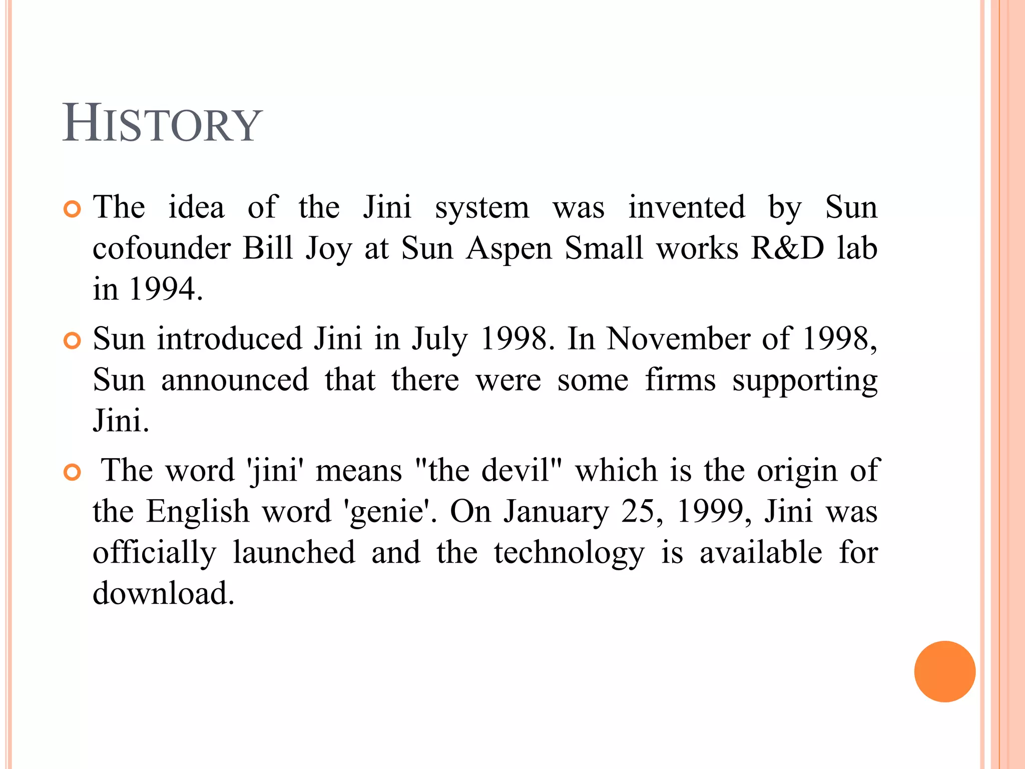 Jini technology ppt | PPTX
