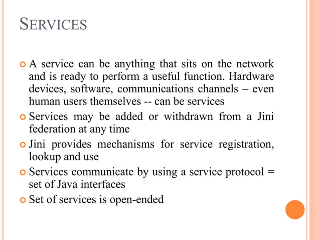 Jini technology ppt | PPTX | Internet | Computing