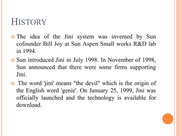 Jini technology ppt | PPTX | Internet | Computing