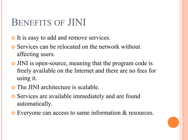 Jini technology ppt | PPTX | Internet | Computing