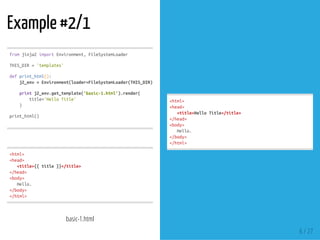 Python Templating Engine - Intro to Jinja | PPT