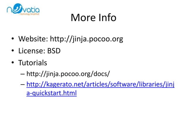 Jinja Template Engine | PPTX | Web Design and HTML | Internet