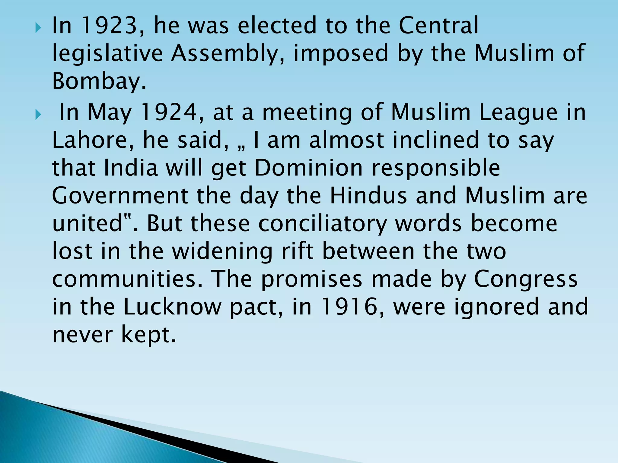 Jinnah: Creator of Pakistan by Hector Bolitho | PPTX