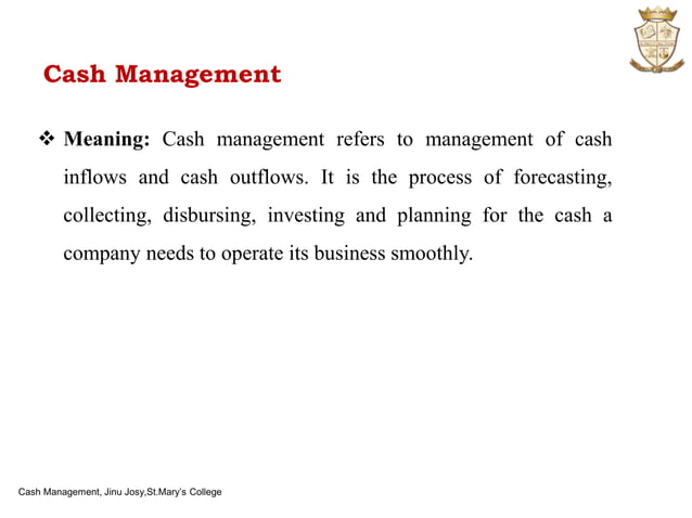 B.Com-Cash Management | PPTX