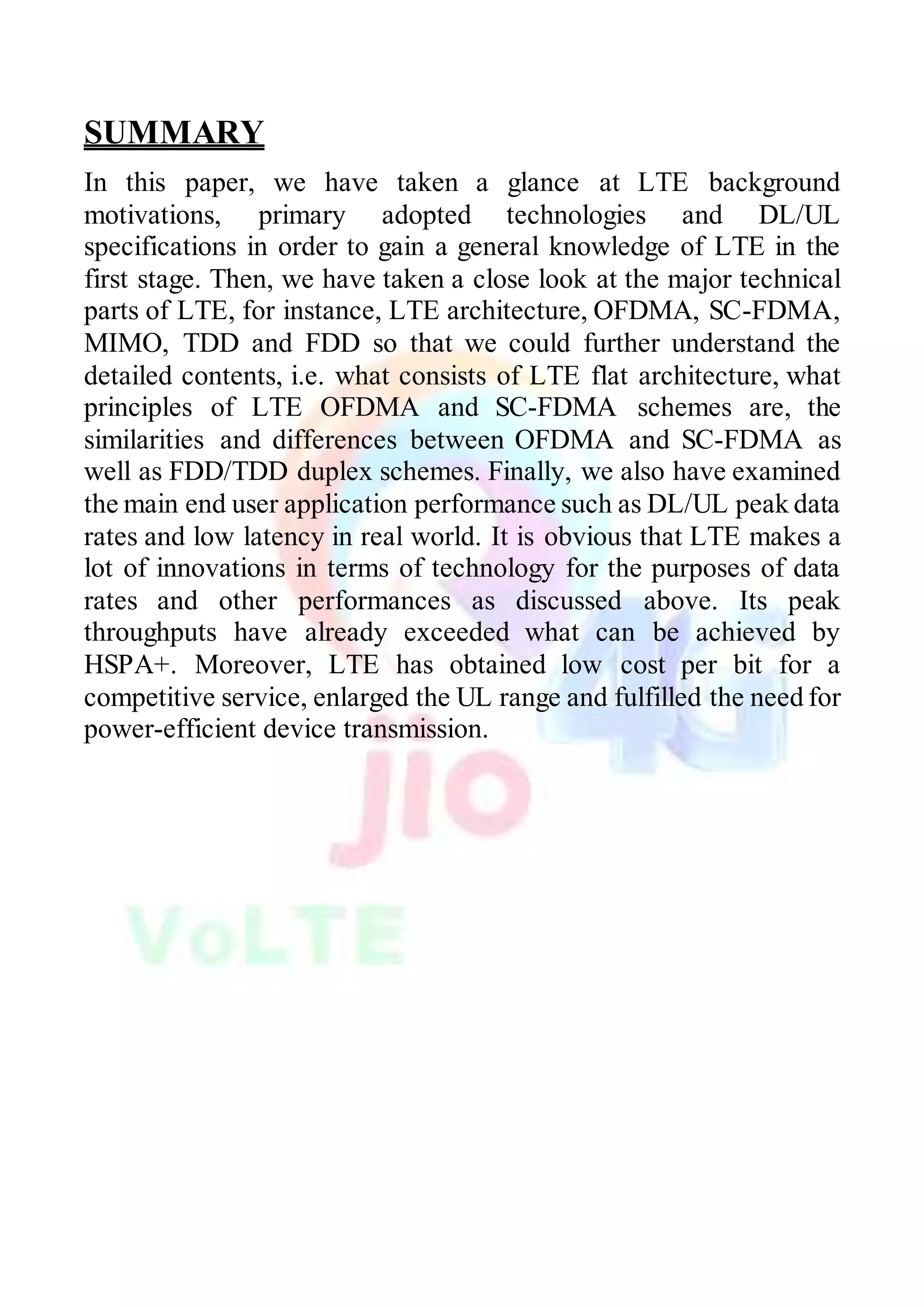LTE (4G) PROJECT REPORT | DOCX