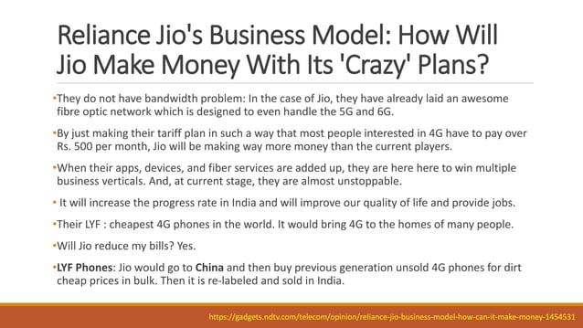 Jio: Marketing startegy and SWOT analysis | PPTX
