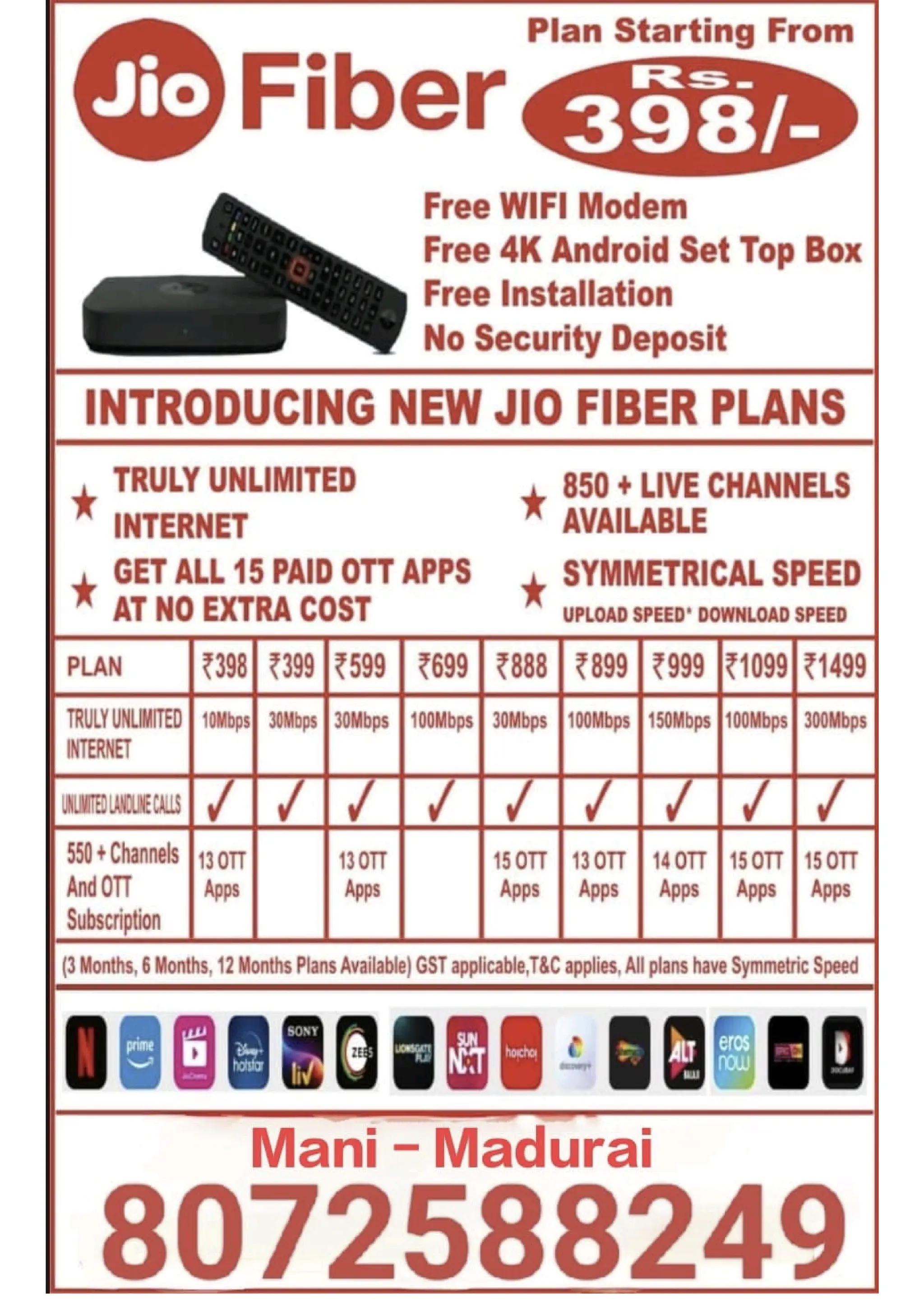 Jio fiber in madurai | Jio Plans in Madurai | PDF