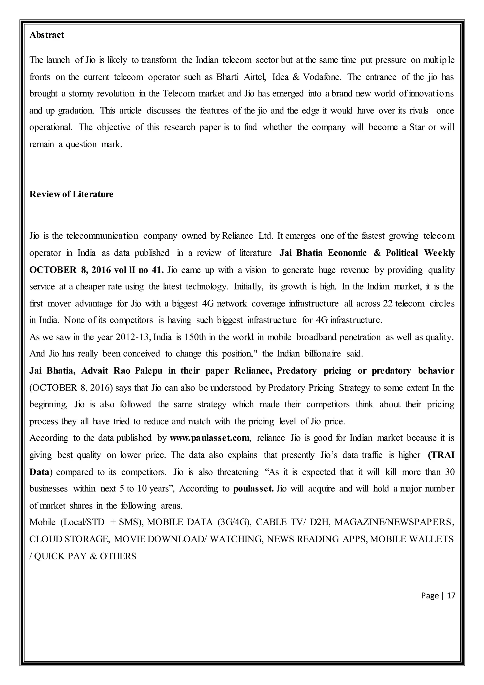 A project report on Jio | DOCX