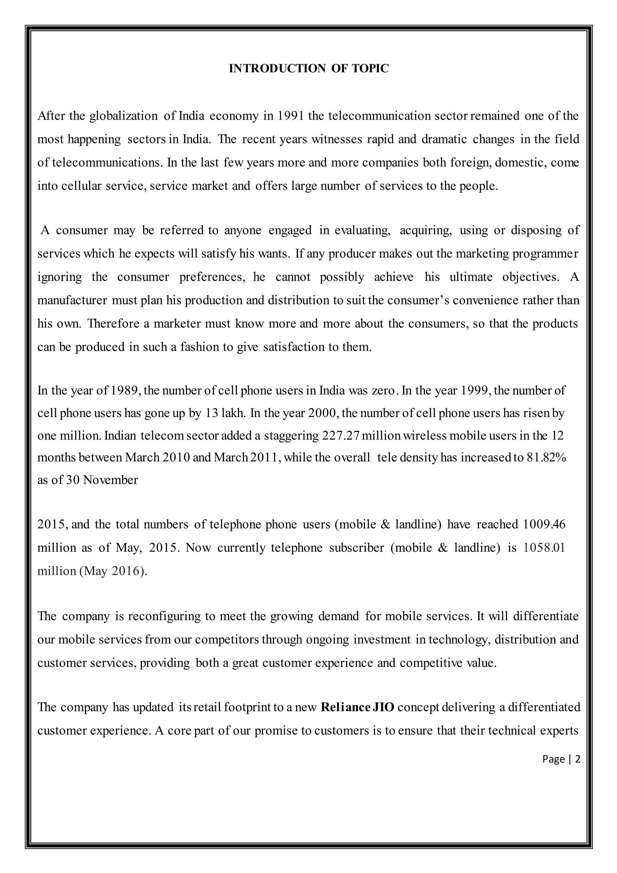 A project report on Jio | DOCX