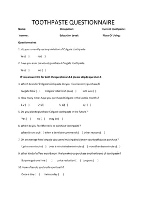 Jio questionnare | DOCX
