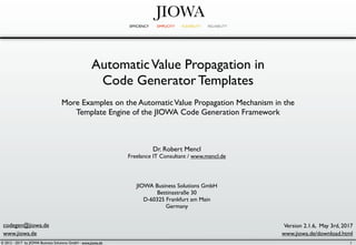 Automatic Value Propagation in Code Generator Templates | PPT