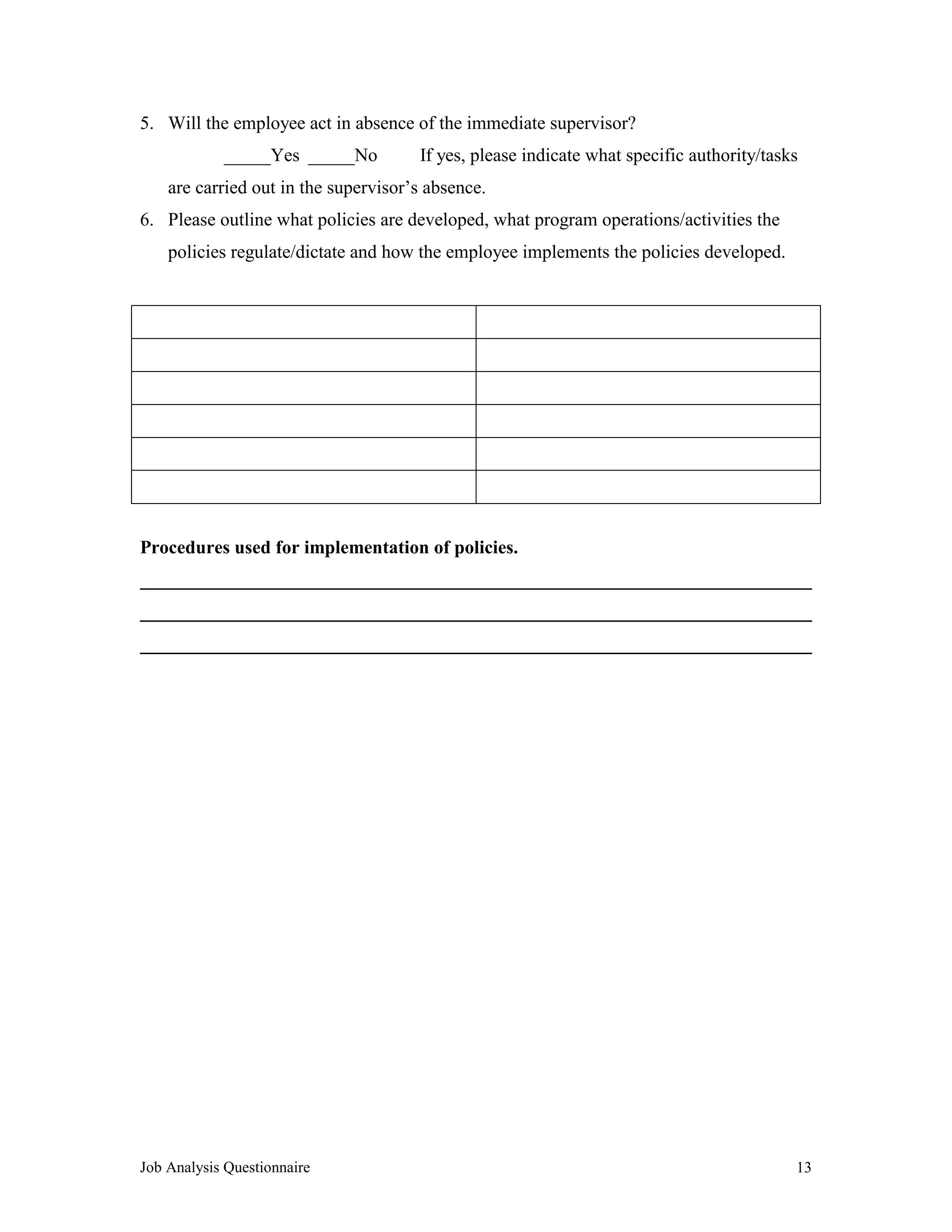 job analysis questionnaire | PDF | Resume Writing and Advice | Job Search