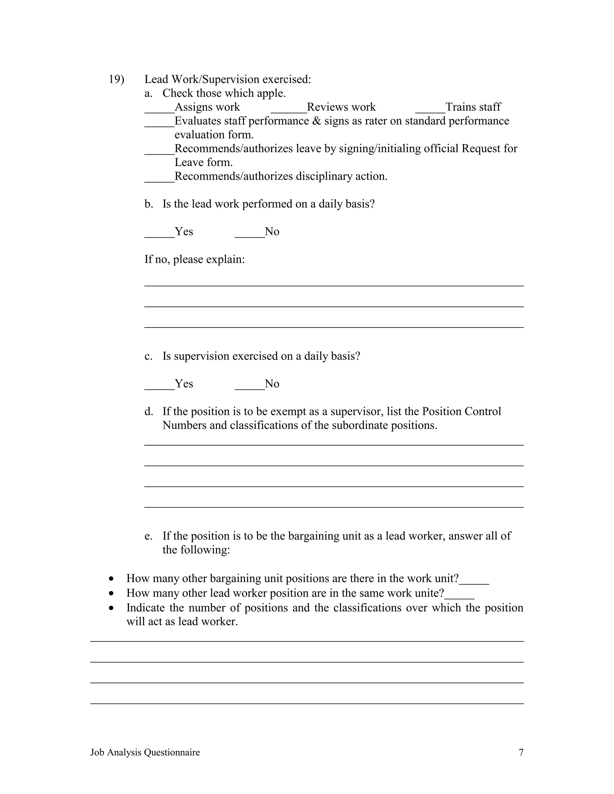 job analysis questionnaire | PDF | Resume Writing and Advice | Job Search