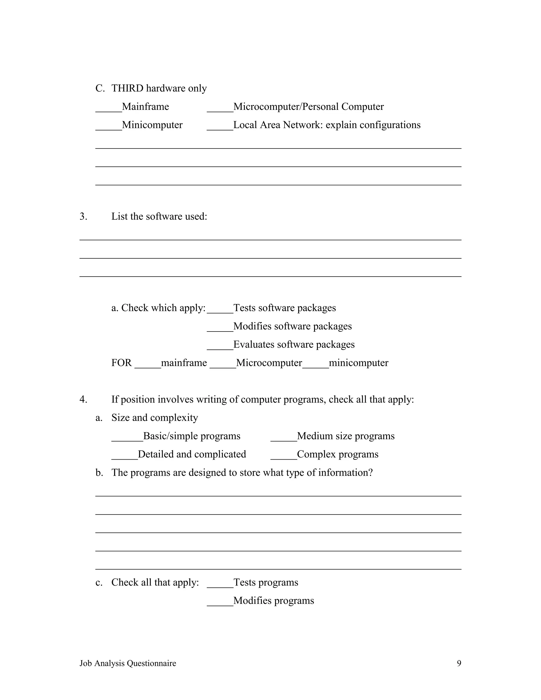 job analysis questionnaire | PDF | Resume Writing and Advice | Job Search