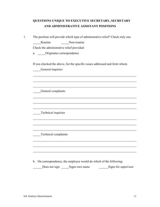 job analysis questionnaire | PDF | Resume Writing and Advice | Job Search