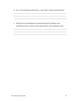 job analysis questionnaire | PDF | Resume Writing and Advice | Job Search