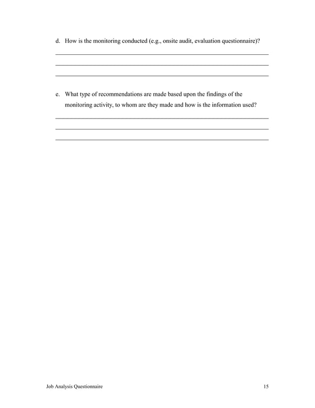job analysis questionnaire | PDF | Resume Writing and Advice | Job Search